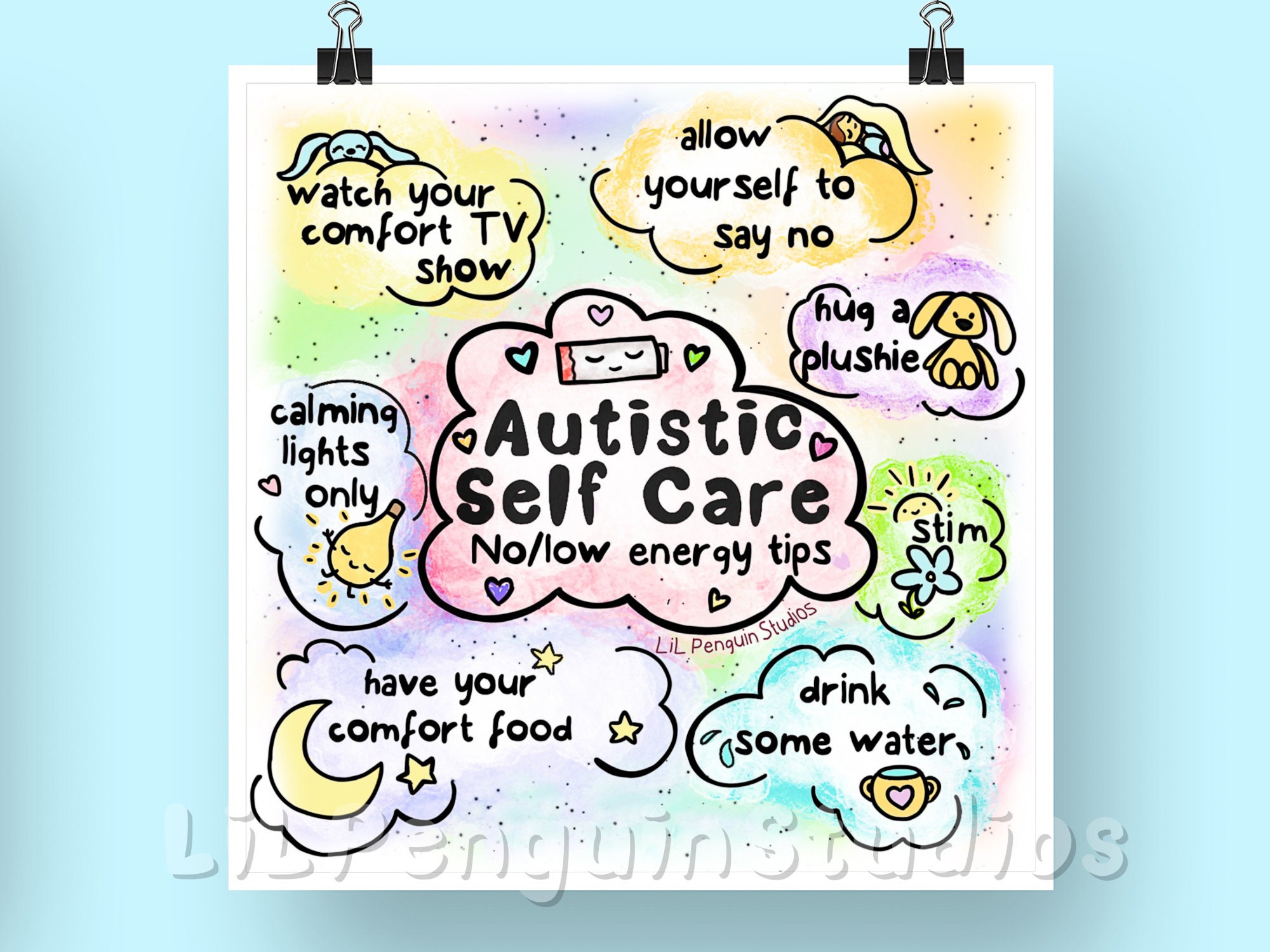 PRINTABLE Autistic Self Care Poster, Autism Digital Download Art ...