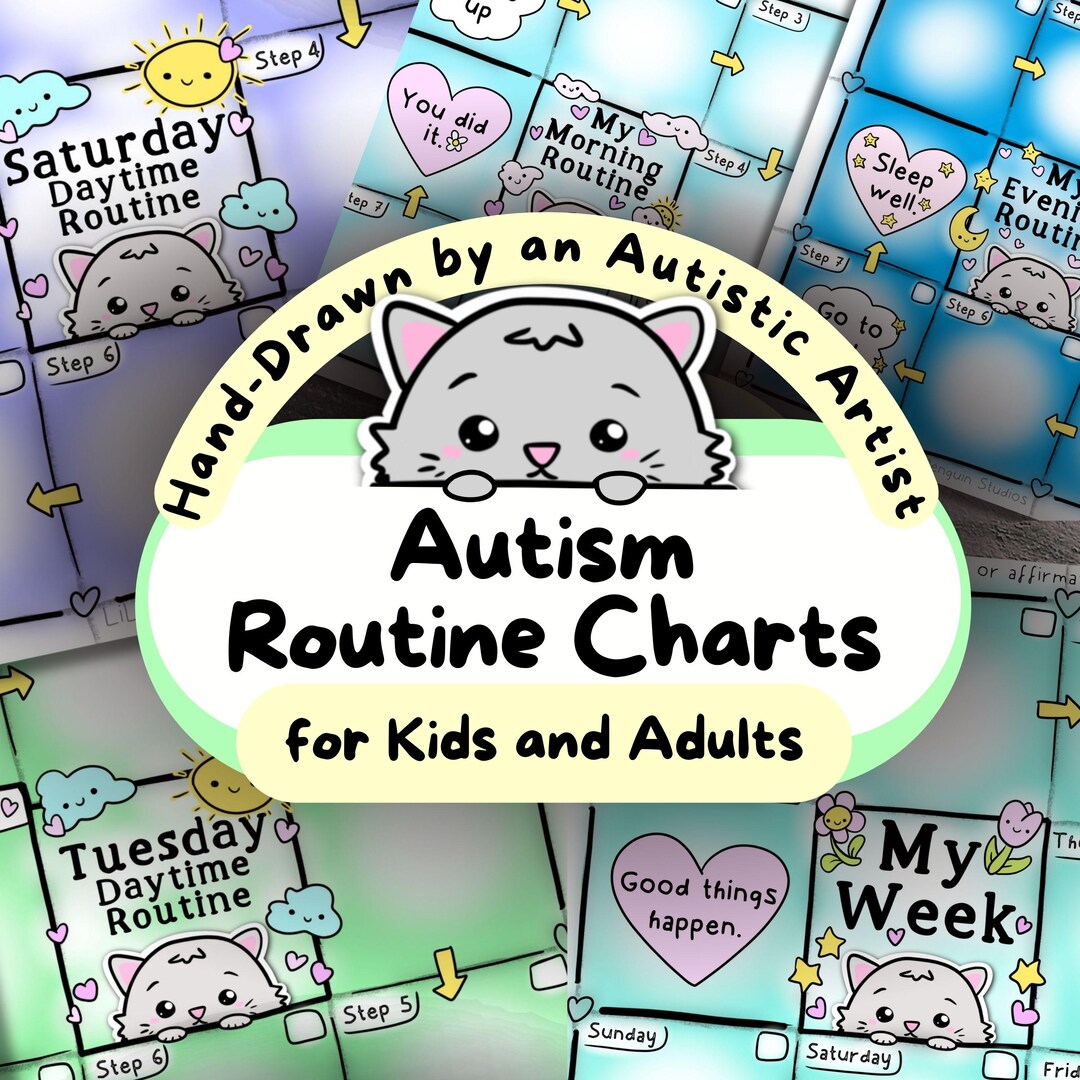 Cat Visual Routine Charts, Adult Autism Visual Schedule, SPED Back to ...