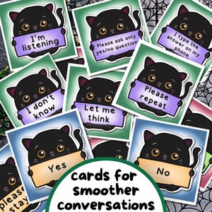 Black Cat Communication Cards & Affirmations, Non Verbal Autism Kit ...