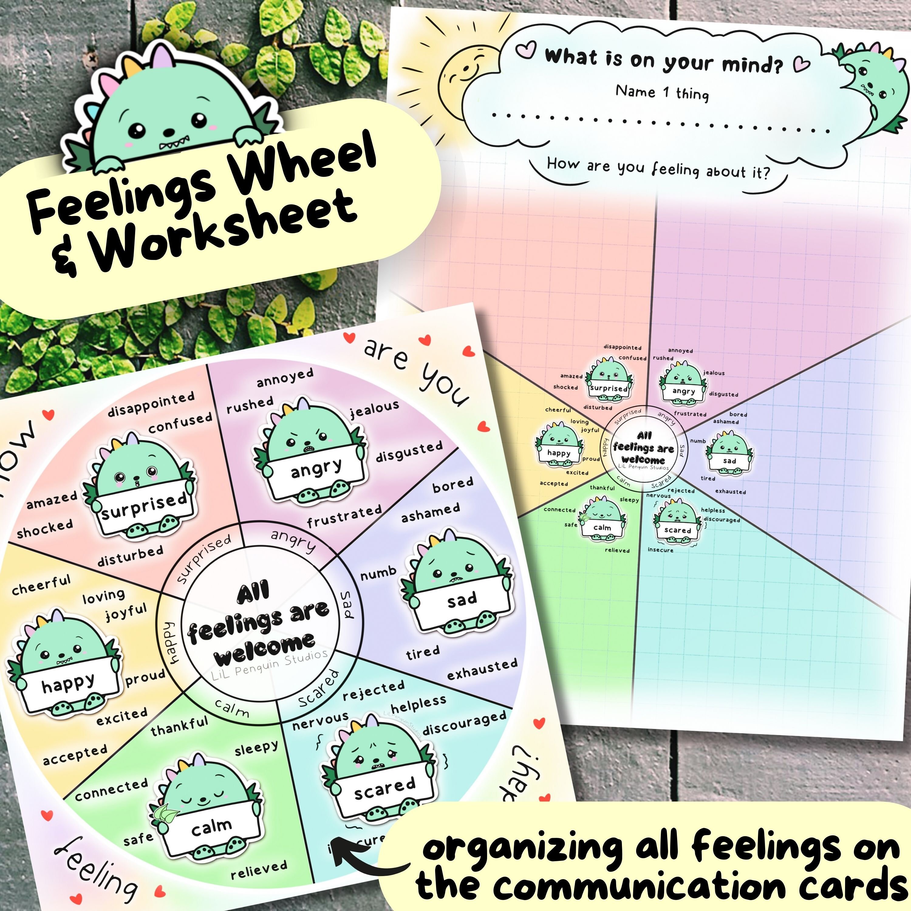 Feelings Communication Cards, Dino Kids Autism Worksheet, Emotions List ...