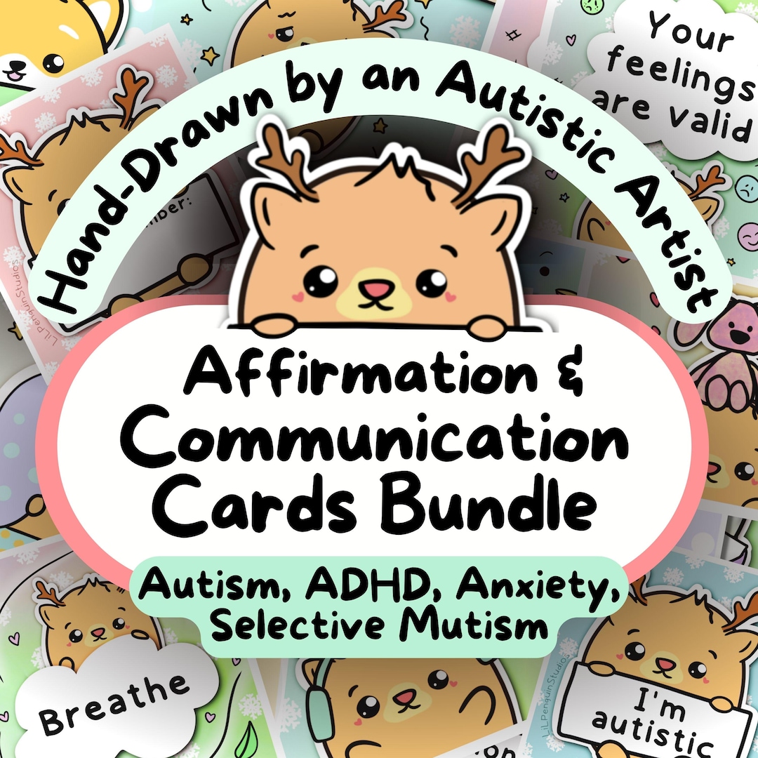 Communication Cards and Affirmations, Reindeer Autism Gift, Autistic ...