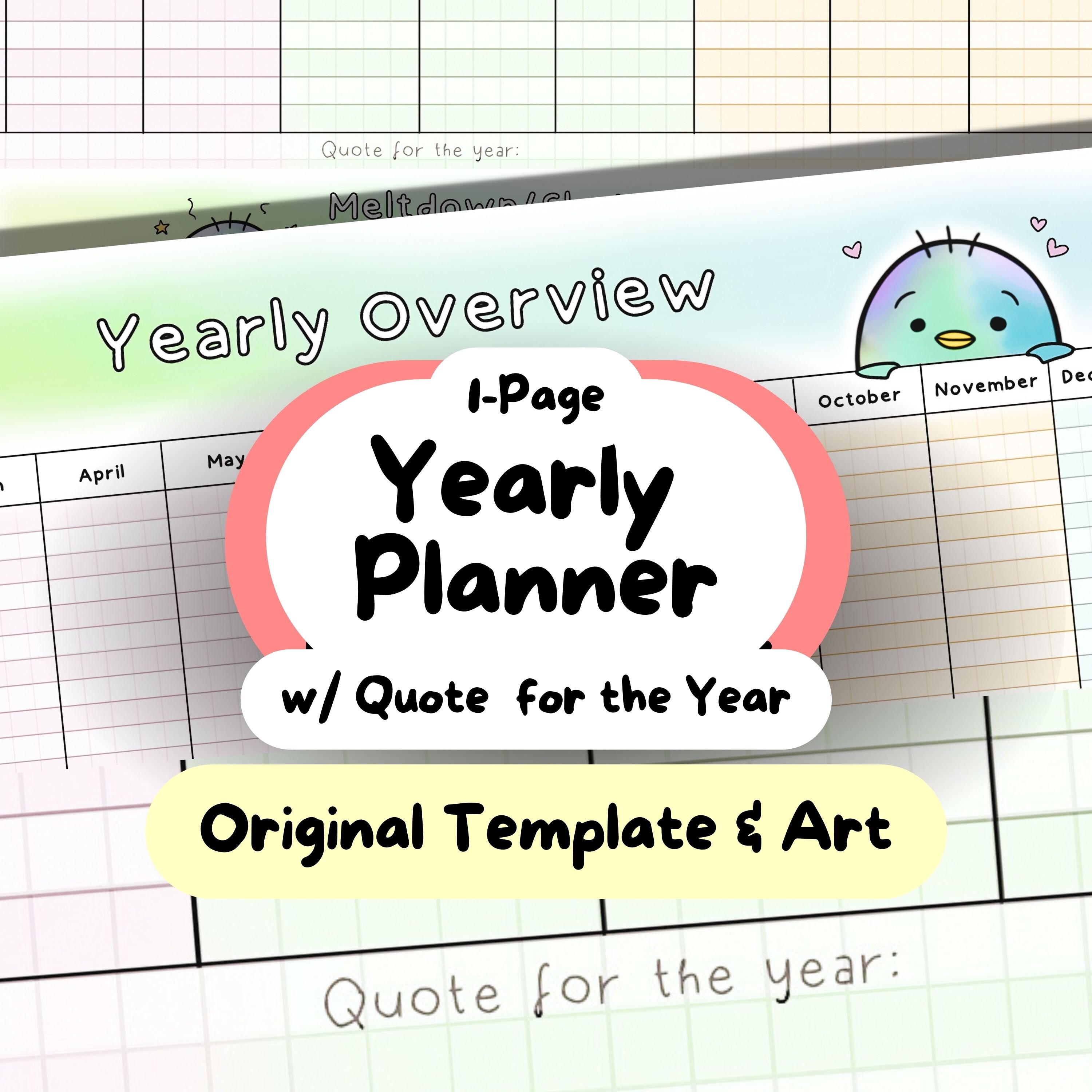 Yearly Overview on 1 Page Printable Yearly Planner Insert A4 - Etsy