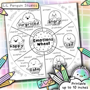 Emotions Wheel Coloring Poster, Feelings Wheel Kids Colouring Page ...