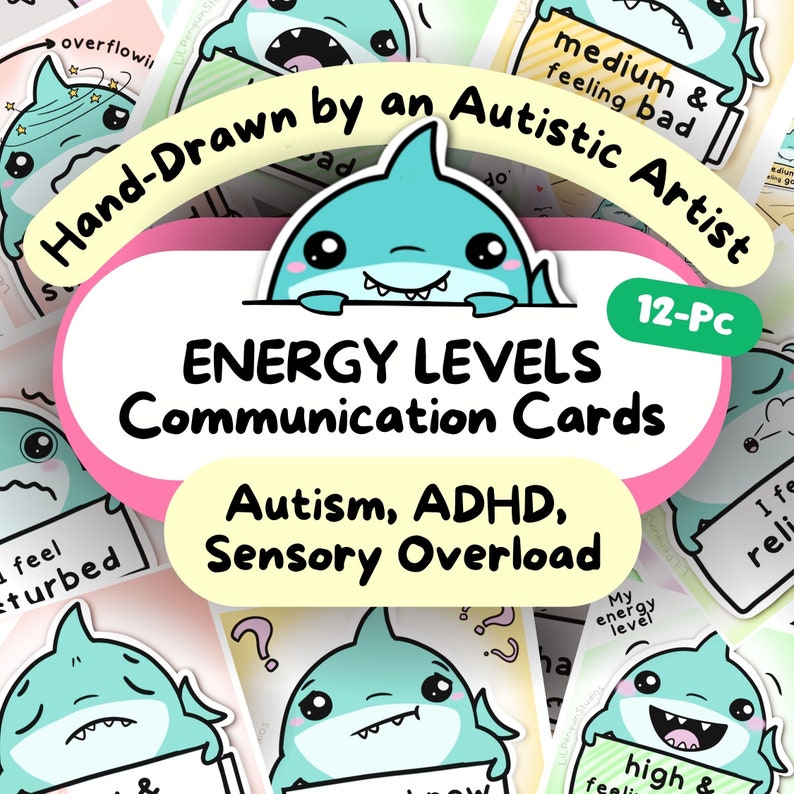 Autism ADHD Shark Communication Cards, Energy Level, SPD, Sensory ...