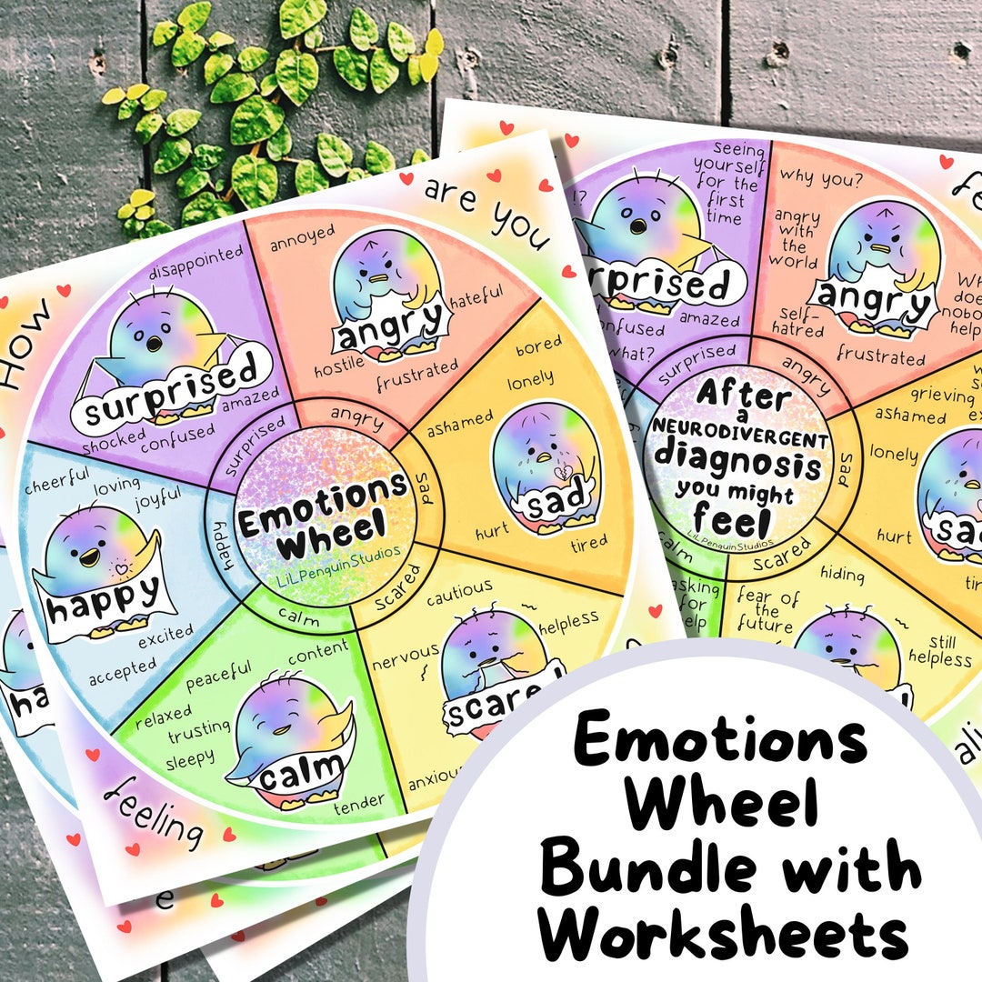 Emotions Wheel for Kids/adults, Feelings Wheel Worksheets, Emotion ...
