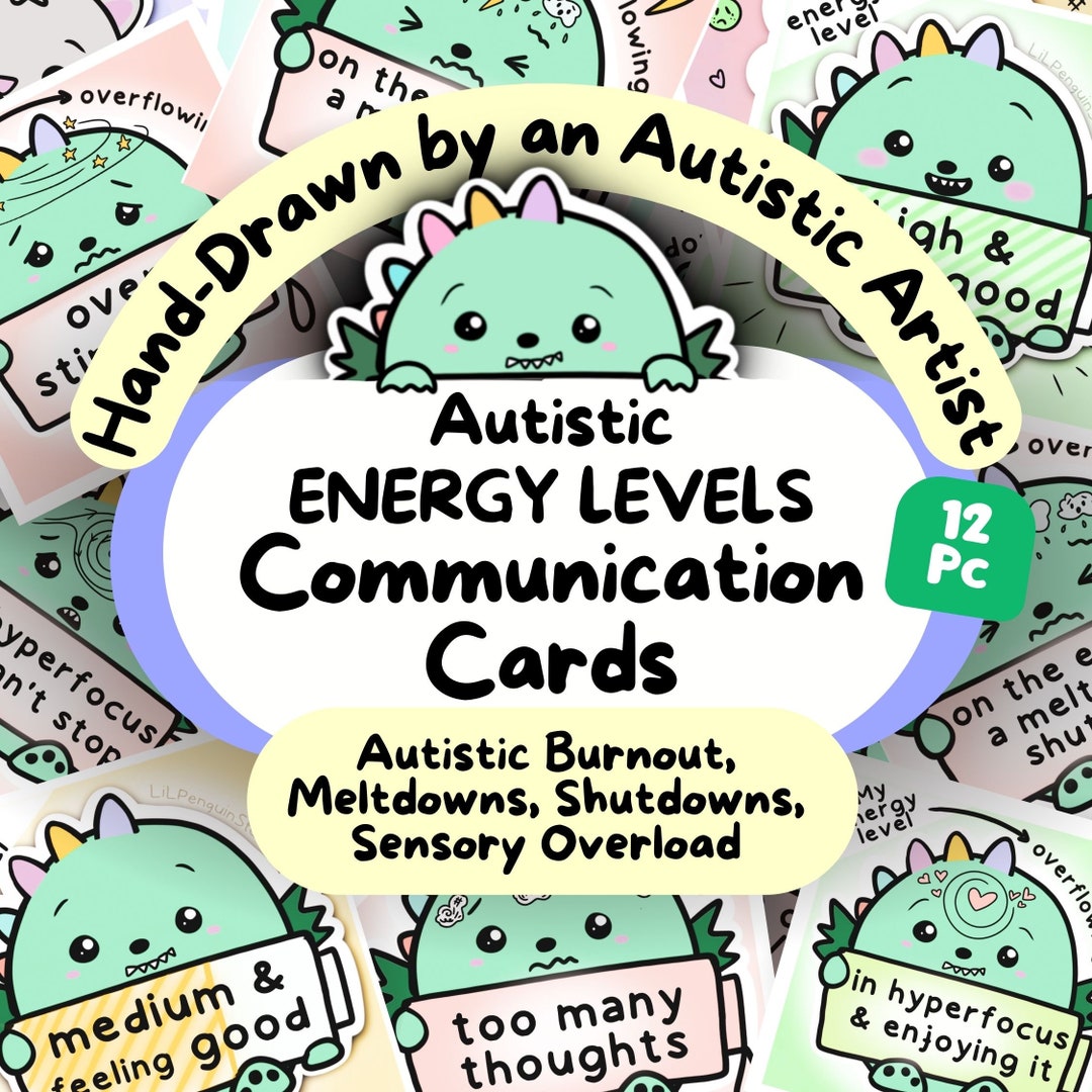 Dinosaur Autistic ENERGY LEVEL Communication Cards, Autism Alexithymia ...