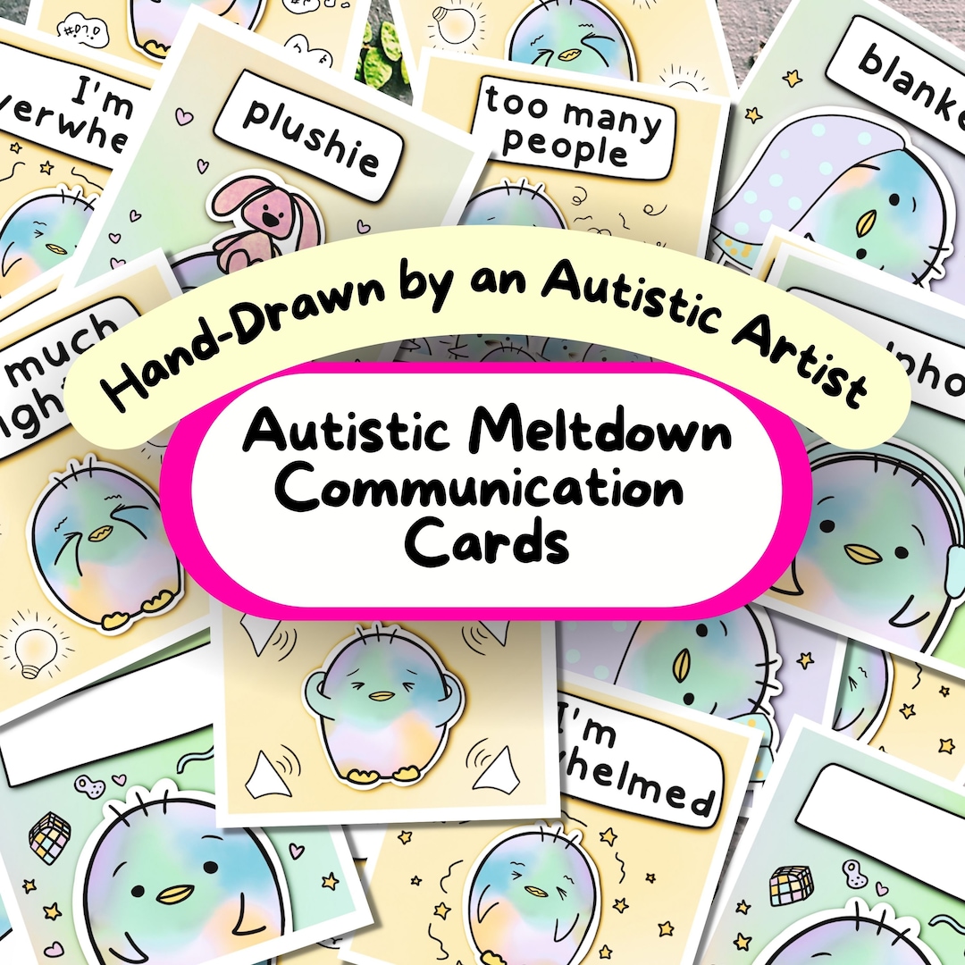 Autistic Meltdown Communication Cards, 12+12 Nonverbal Autism Visual ...