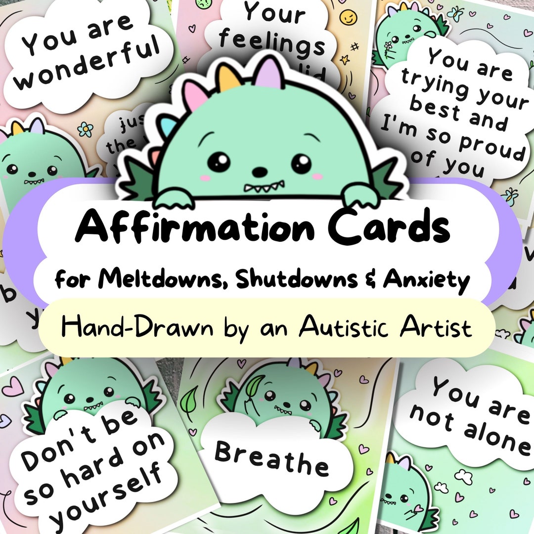 Dinosaur Autistic Meltdown Affirmation Cards, Autism Shutdown Aid, ADHD ...