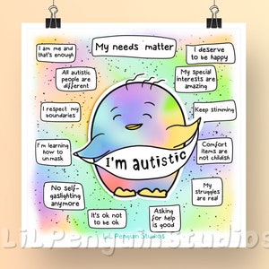 Autistic Affirmations DIGITAL Poster, Neurodiversity Printable Wall Art ...
