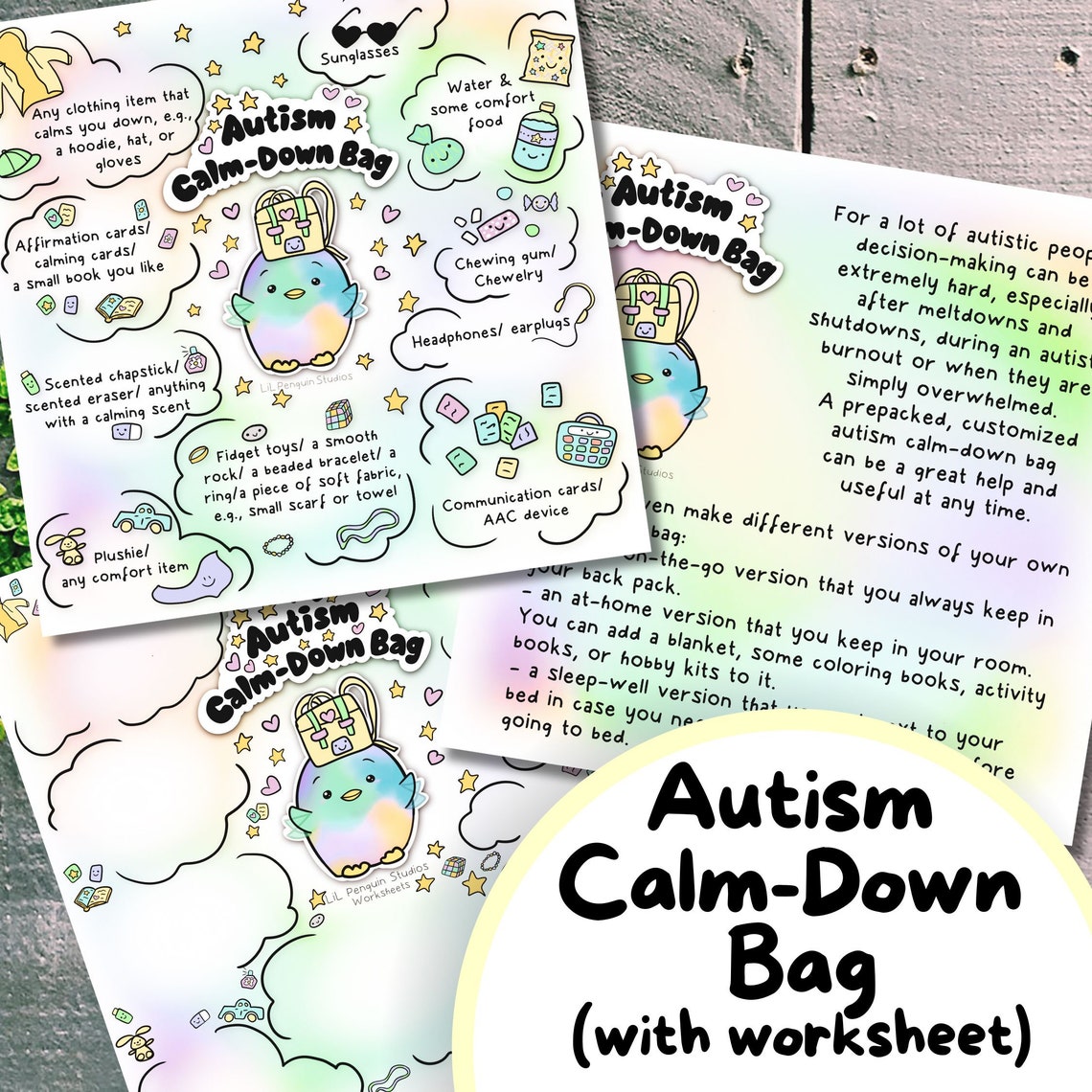 Neurodivergent Calming Cards, Autistic Calm Down Bag, ADHD Download ...