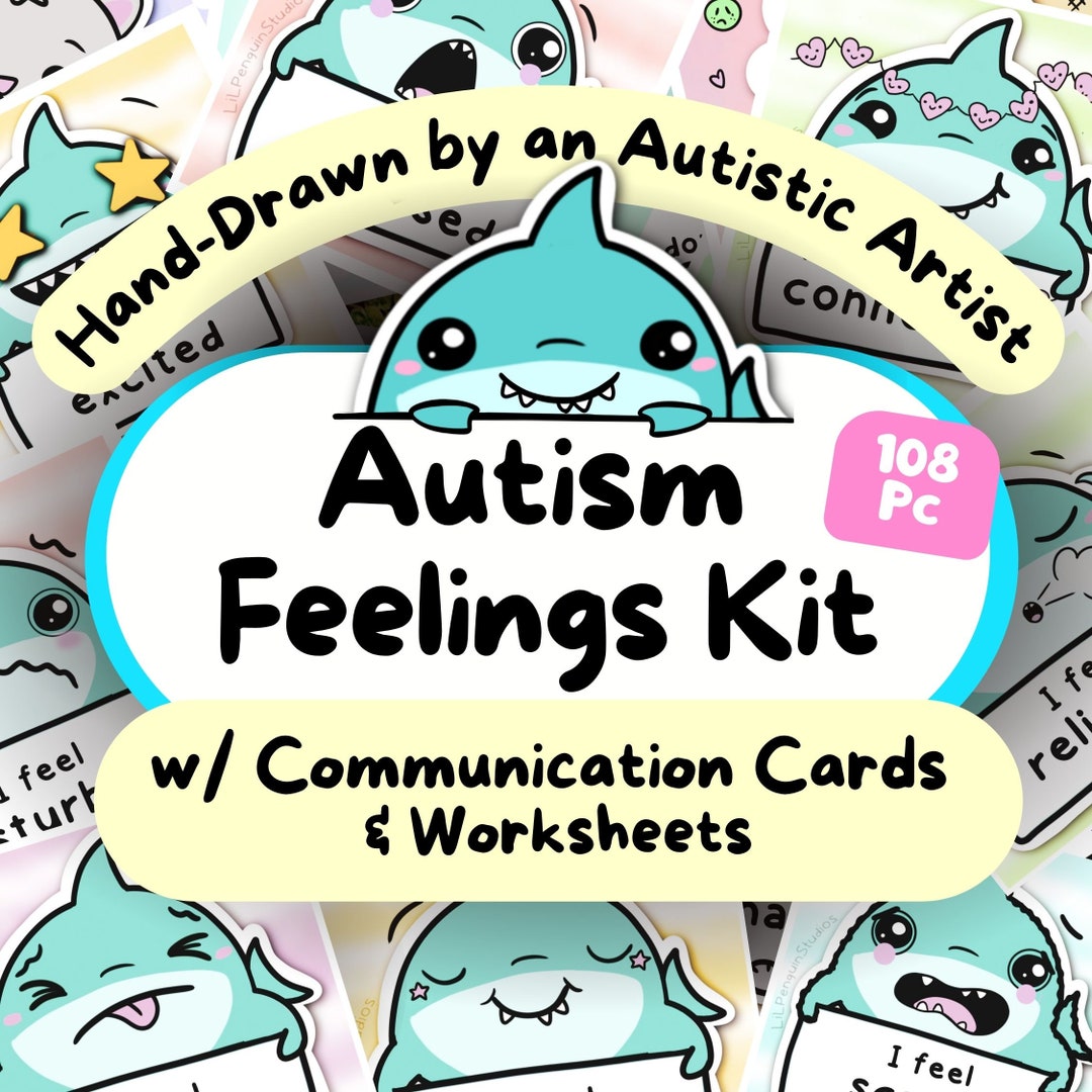 Shark Autism Feelings Kit, Adult Communication Card, Non Verbal Kids ...