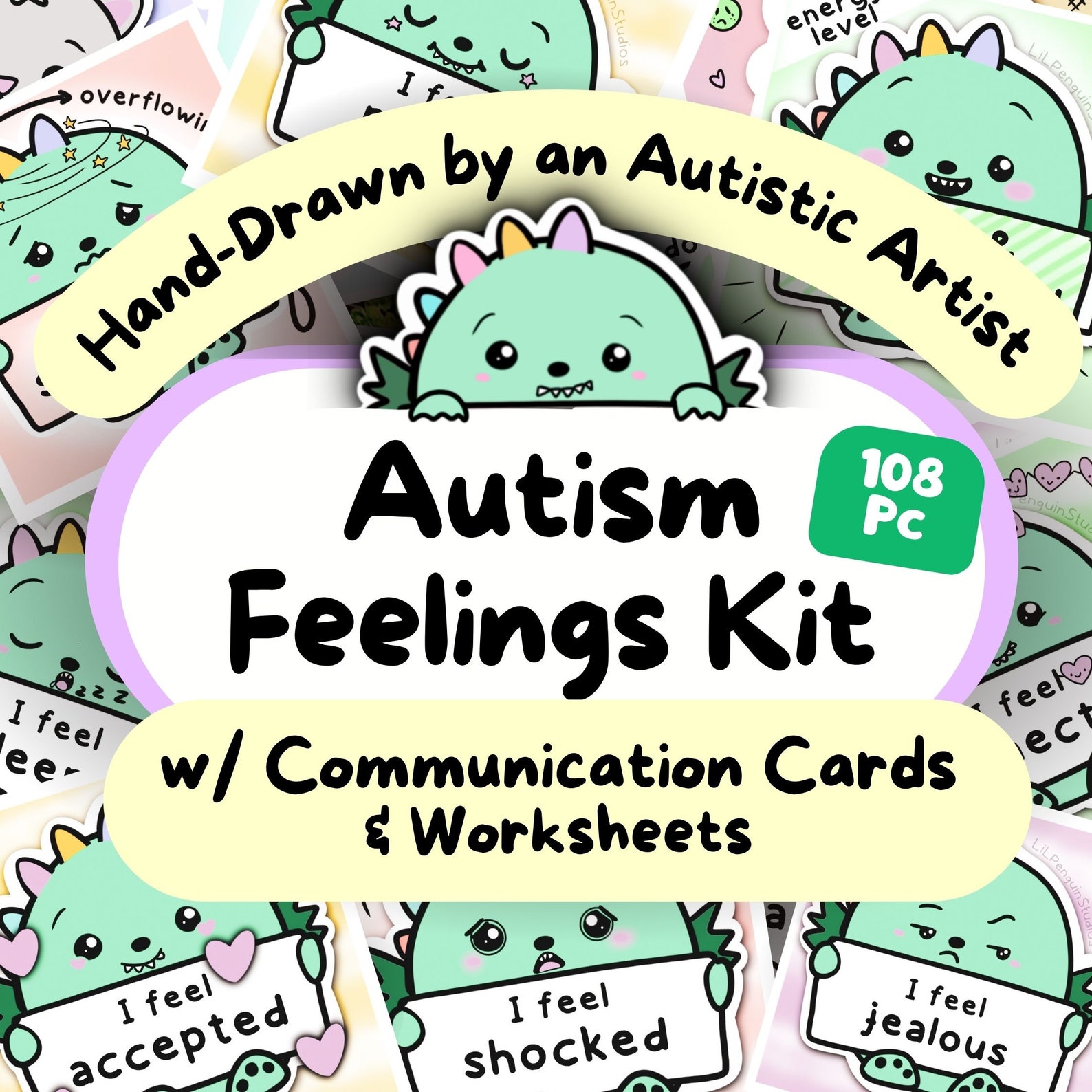 Dinosaur Autism FEELINGS Kit With Communication Cards, Autistic ...