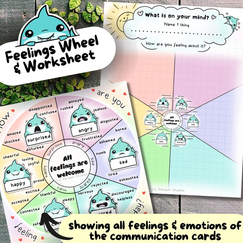 Shark Autism Mood Cards, Printable Communication Cards, Autism Lanyard ...
