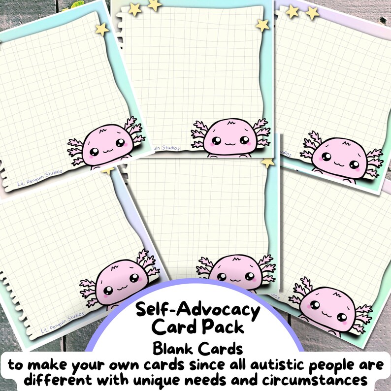 Axolotl Autism Self-advocacy Communication Cards, Neurodivergent ...