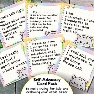 Autistic Adult Self-advocacy Communication Card, Cat Autism Printable ...