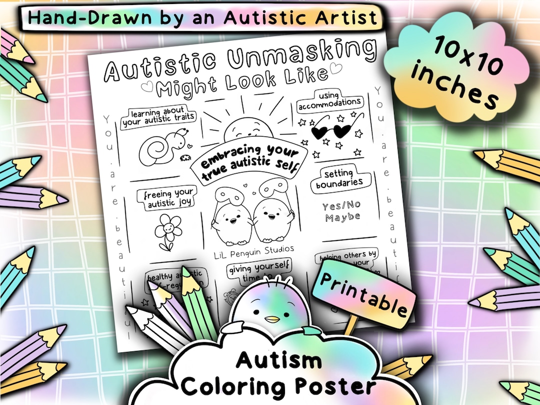 Autistic Unmasking Coloring Sheet, Autism Activity, Autistic Masking ...