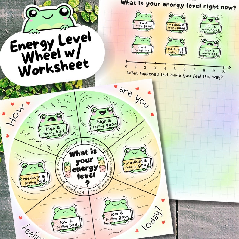 Frog Emotions Wheel and Energy Levels Kit, Therapy Worksheet ...