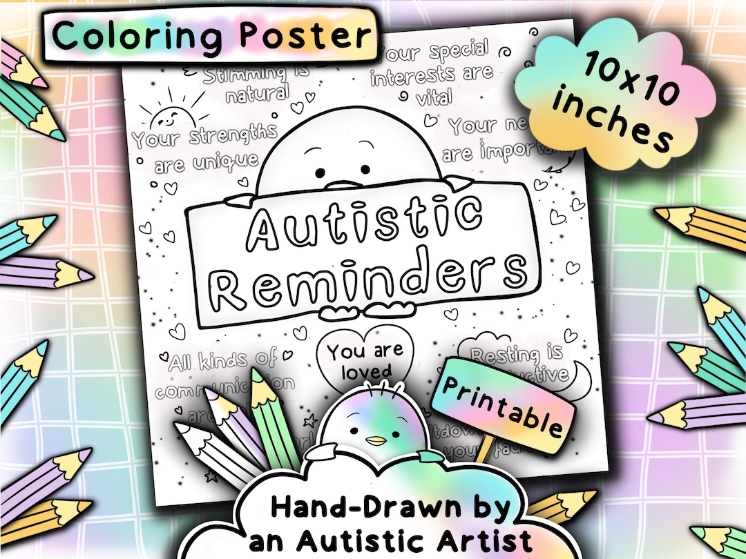 Printable Autism Colouring Page, Autistic Affirmations Digital Download ...