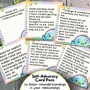 Self-advocacy Communication Cards, Printable Autism Zine, Teen/ Adult ...