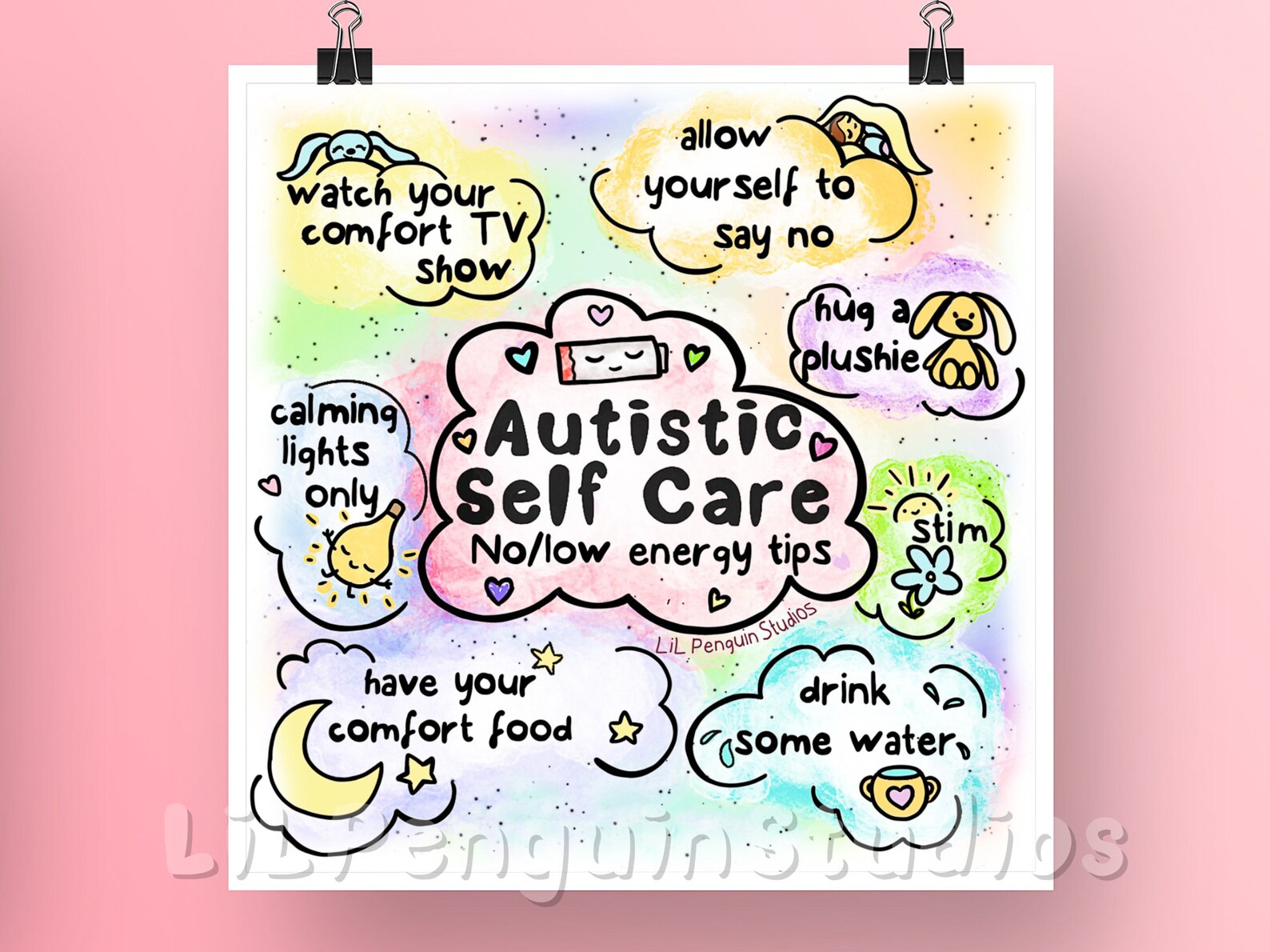 Digital Autism Print Set Self Care/ Plushies/ Mood Chart - Etsy