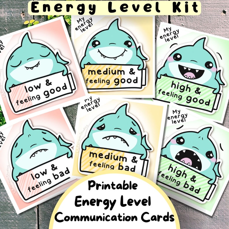 Autism ADHD Shark Communication Cards, Energy Level, SPD, Sensory ...