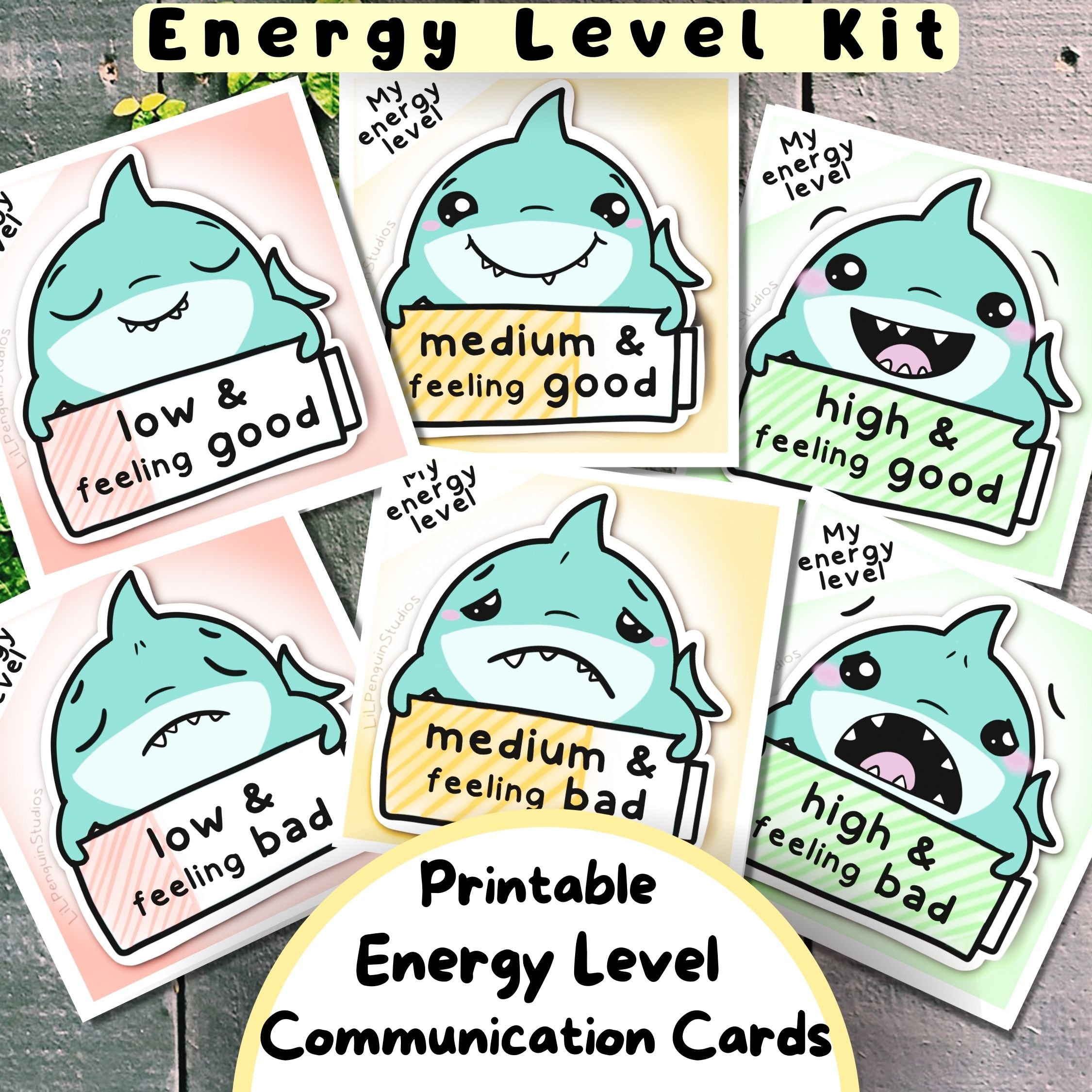 Autism ADHD Shark Communication Cards, Energy Level, SPD, Sensory ...