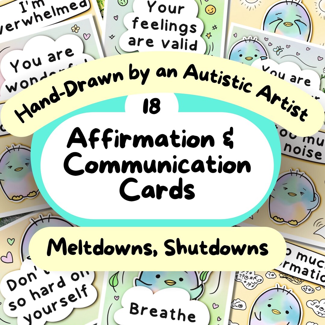 18-pc Meltdown Communication Card and Affirmation Card Set, Nonverbal ...