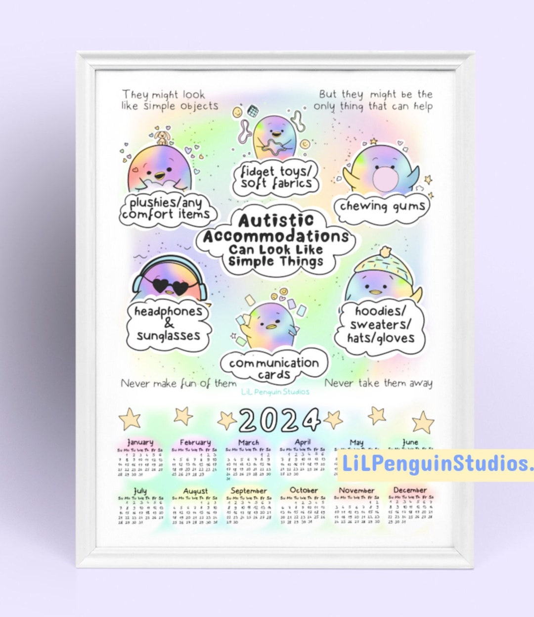 2024 Autism Calendar, Autistic Printable Wall Calendar, Inclusion ...