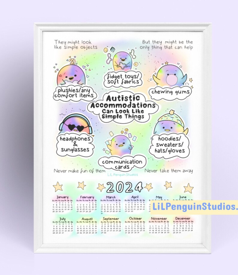 2024 Autism Calendar, Autistic Printable Wall Calendar, Inclusion ...