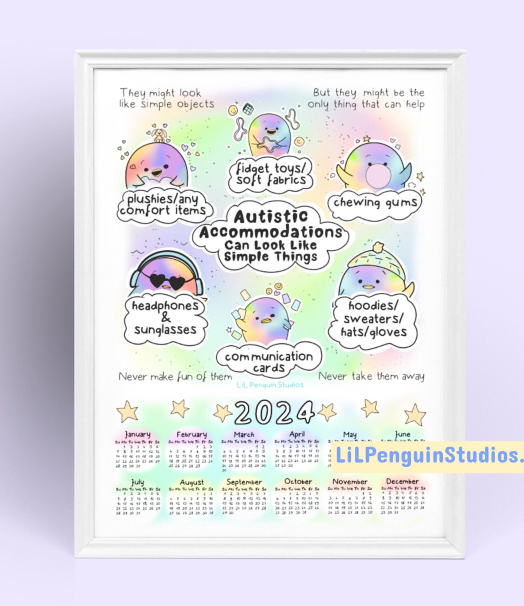2024 Autism Calendar, Autistic Printable Wall Calendar, Inclusion ...