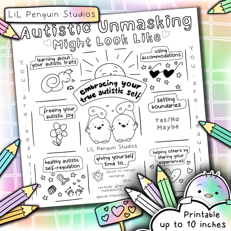 Autistic Unmasking Coloring Sheet, Autism Activity, Autistic Masking ...