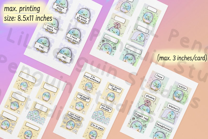 Communication Cards, Digital Penguin Themed Nonverbal Card, Cute Adult ...