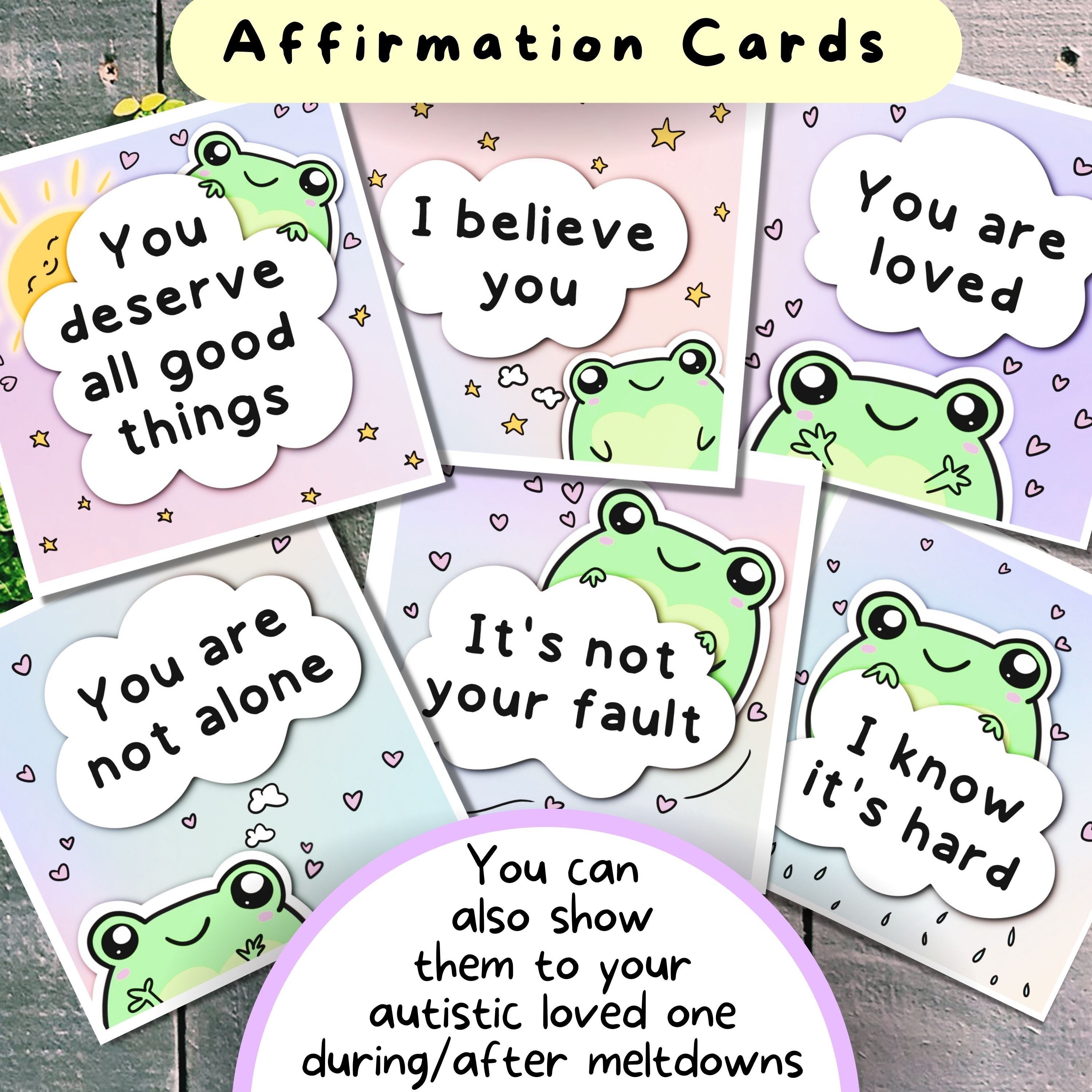 Frog-themed Autistic Affirmation Cards for Melrdowns & Anxiety ...