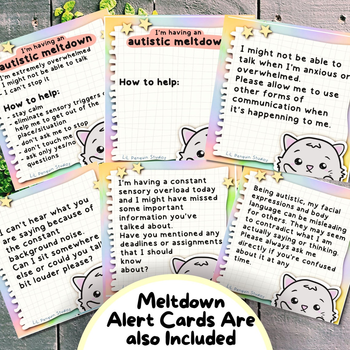 Autistic Adult Self-advocacy Communication Card, Cat Autism Printable ...