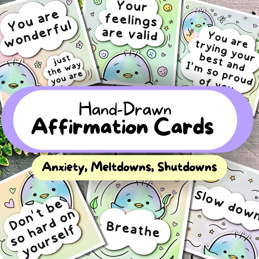 Autistic Meltdown Affirmation Card Set, Adult Autism, ADHD, Panic ...