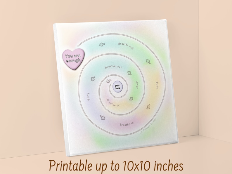 Spiral Breathing Poster, Grounding Technique Card, Calm Corner Art ...