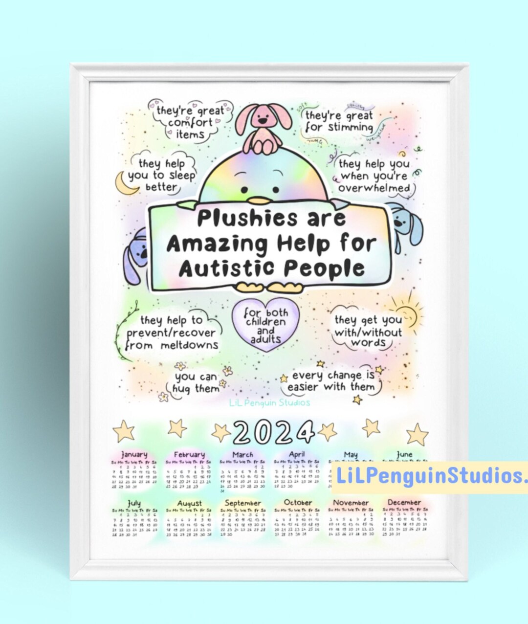 2024 Autism Calendar, Autism and Plushies, Yearly Calendar ...