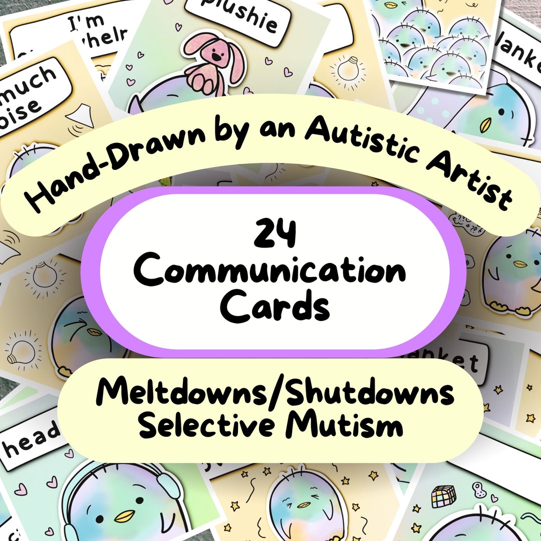 24 Communication Cards for Meltdowns, Selective Mutism Cards, Cute ...