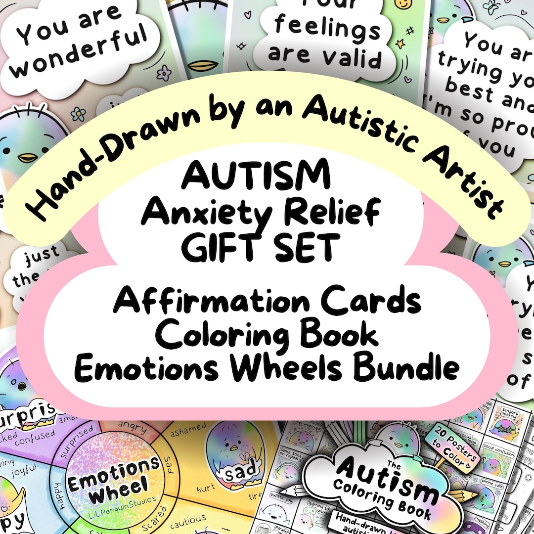 Autism Gift Set, Anxiety Relief Cards, Autistic Colouring Book ...