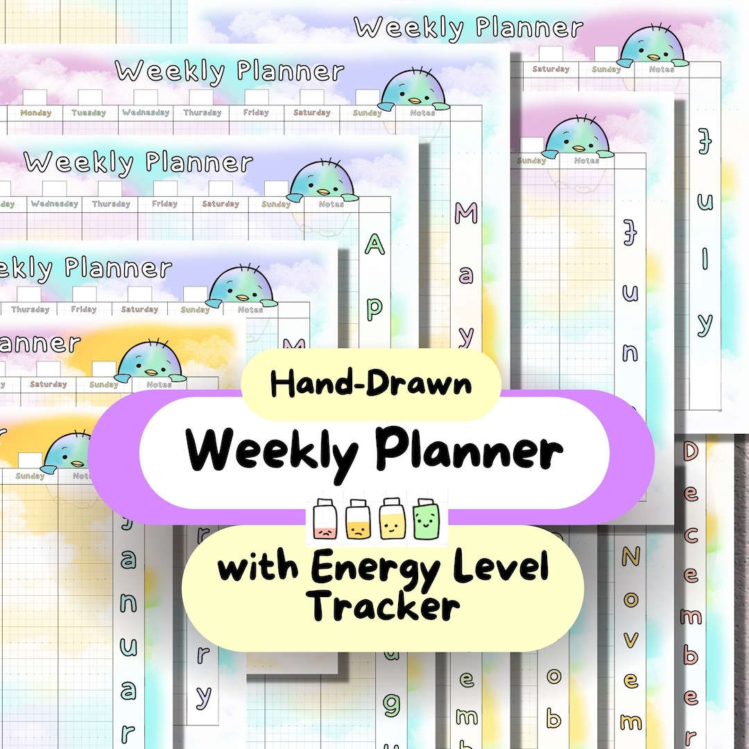 12-pc Weekly Planner With Energy Level Tracker, Autistic Burnout, Audhd ...