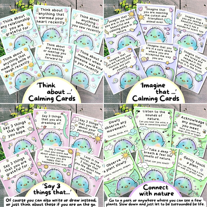 Neurodivergent Calming Cards, Autistic Calm Down Bag, ADHD Download ...