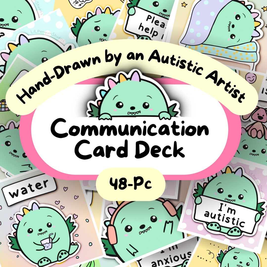 Communication Cards, Dino Autism Alert Card, ADHD Autistic Hidden ...