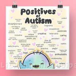 POSITIVES of AUTISM Poster, Worksheet, Autistic Joy Gift, Autism ...