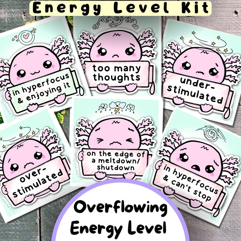 Axolotl Printable Autism Energy Level Kit: Customizable Communication ...