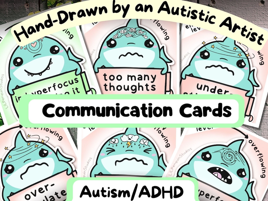 Shark-themed Non Verbal Communication Cards, Autism ADHD, Burnout ...