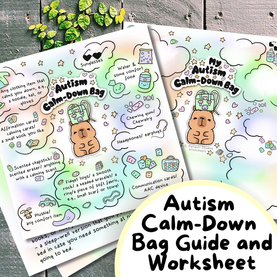 Autism Calm-down Bag Poster, Autistic Worksheet Worksheet, Capybara ...