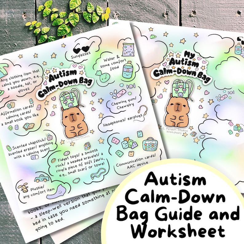 Capybara Autism Calm Down Kit, Self Care PDF, Autistic Meltdown Aid ...
