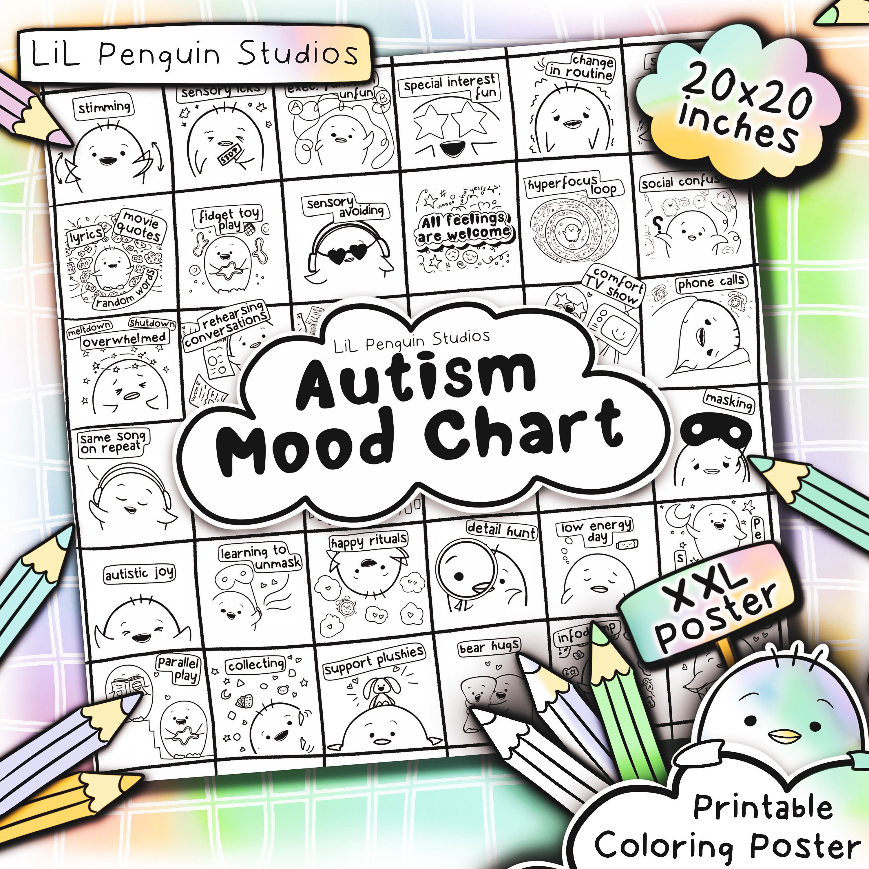 Autism Printable Coloring Poster Giant Coloring Page Adult - Etsy