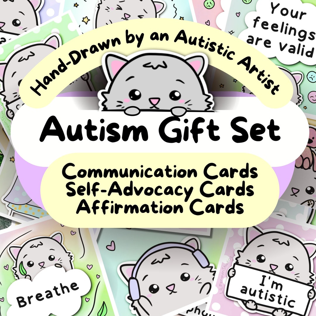 Autism Gift Set, Cat Communication Cards, Autistic Info Card ...