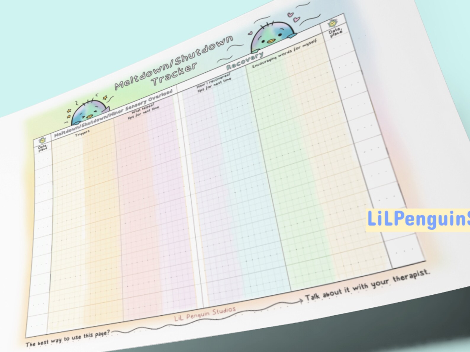 Meltdown Tracker, Printable Planner Insert, Adult Autistic Planner ...